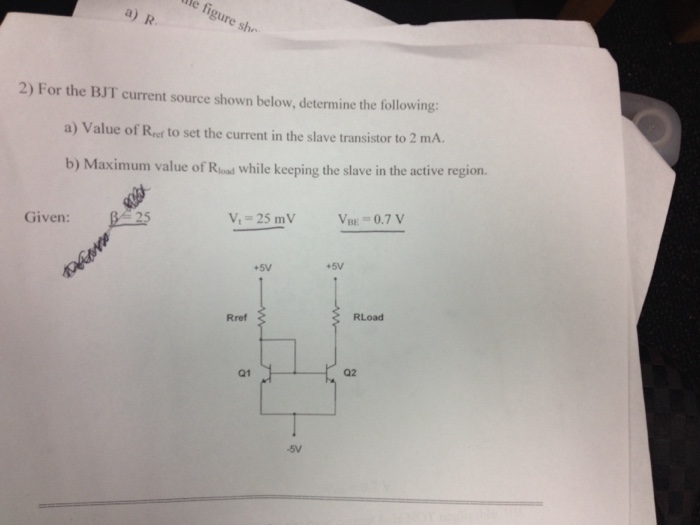 Solved For the BJT current source shown below, determine the | Chegg.com