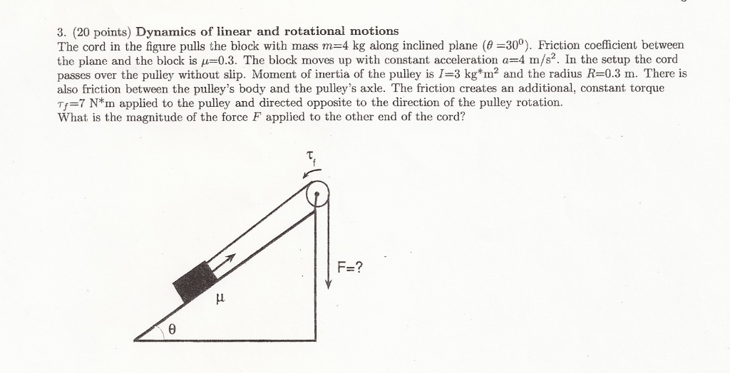 Solved 3. (20 points) Dynamics of linear and rotational | Chegg.com