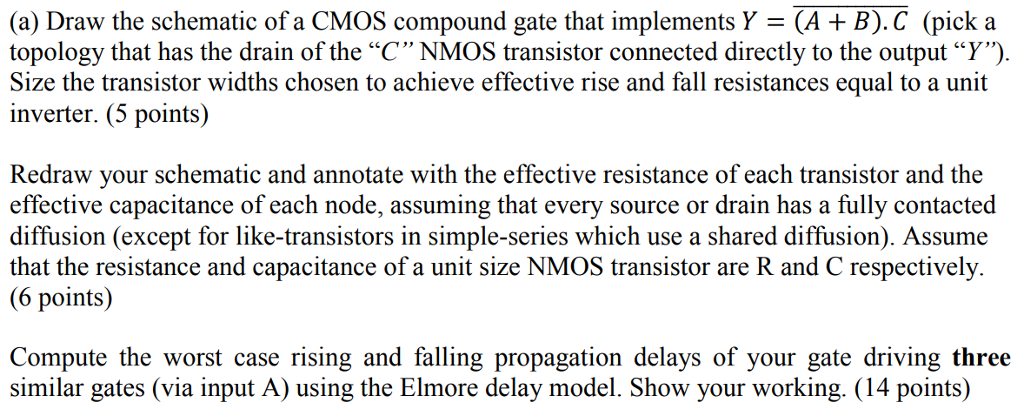 Solved Draw the schematic of a CMOS compound gate that | Chegg.com