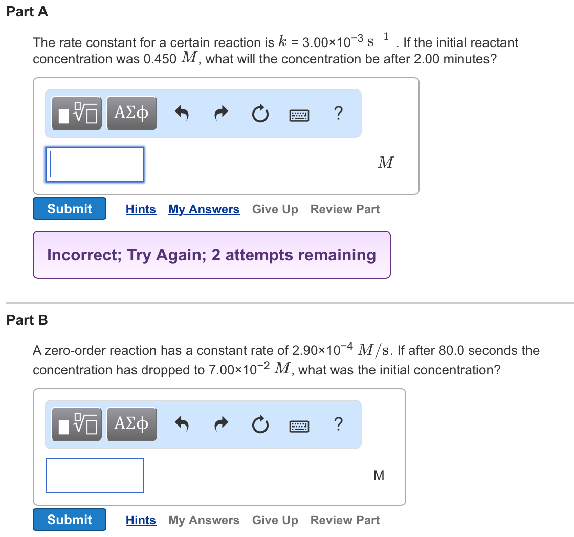 Solved The rate constant for a certain reaction is k = 3.00 | Chegg.com