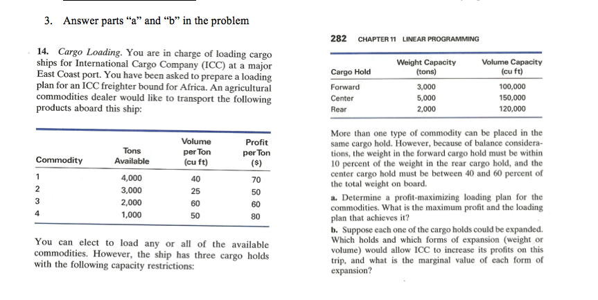 Solved 14. Cargo Loading. You are in charge of loading cargo | Chegg.com