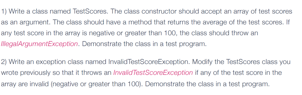 Solved Write A Class Named Testscores The Class Constructor