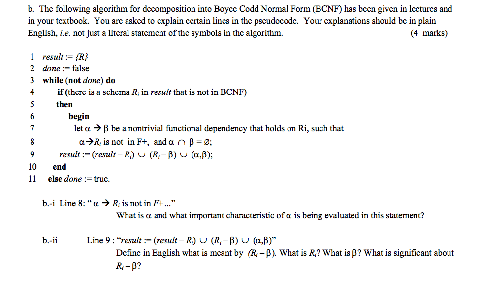 The following algorithm for decomposition into Boyce | Chegg.com