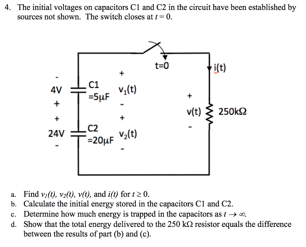 Solved The initial voltages on capacitors C1 and C2 in the | Chegg.com