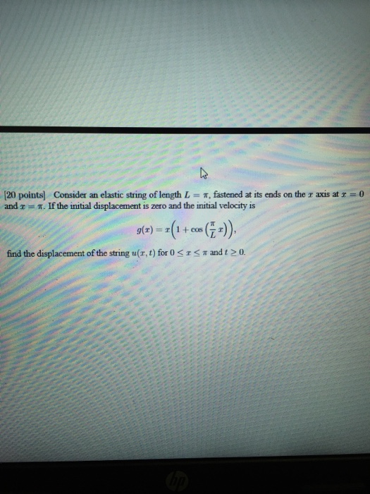 Solved Consider an elastic string of length L = pi, fastened | Chegg.com