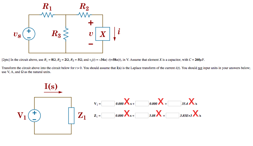 Solved [2 pts] In the circuit above, use R1 8Q, R2 2Ω, | Chegg.com