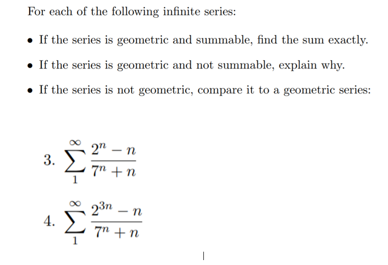 Solved For each of the following infinite series: If the | Chegg.com