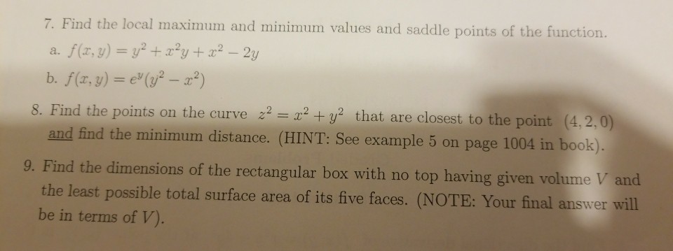 Solved 7. Find the local maximum and minimum values and | Chegg.com