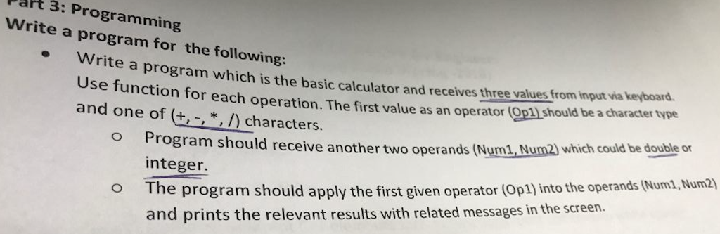 Solved Part 3: Programming Wr ite a program for the | Chegg.com
