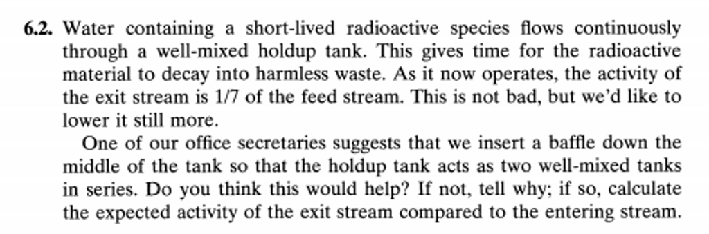 Solved Water containing a short-lived radioactive species | Chegg.com
