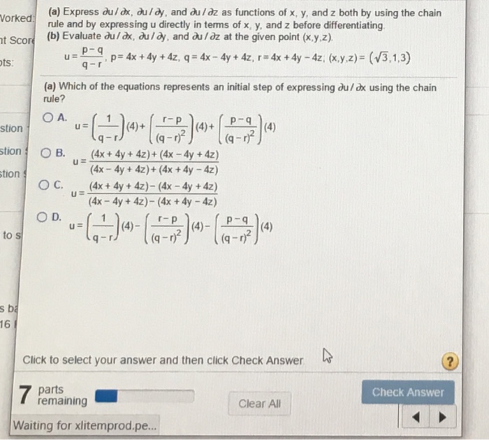 Solved Express partial differential u/partial differential | Chegg.com