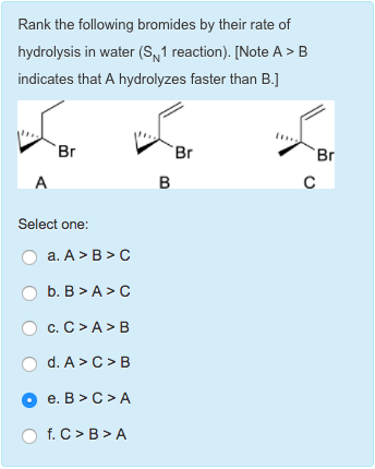 Solved Rank the following bromides by their rate of | Chegg.com