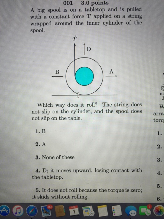 Solved A big spool is on a tabletop and is pulled with a | Chegg.com
