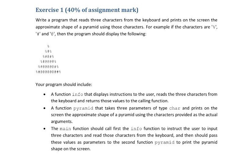 Solved Exercise 1 (40% of assignment mark) Write a program | Chegg.com
