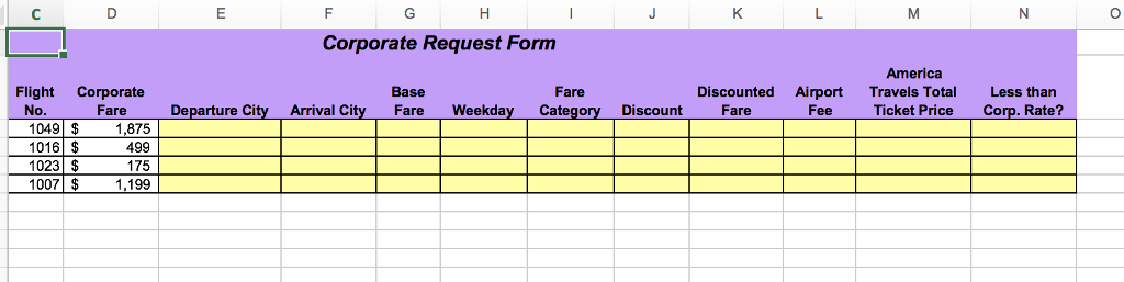 Corporate Request Form America Fare Discounted | Chegg.com