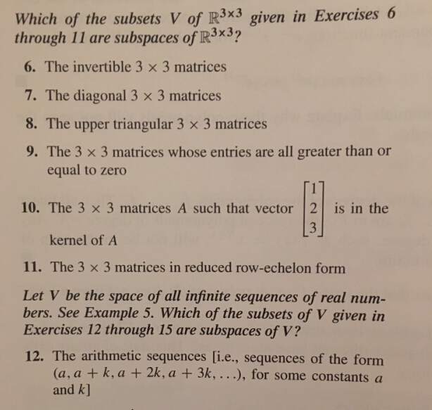 Which of the subsets V of R^3 Times 3 given in | Chegg.com