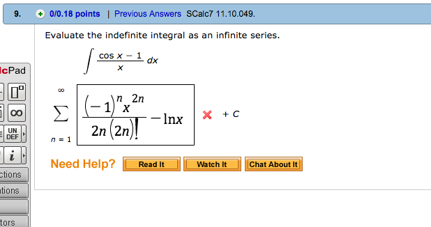 Solved Evaluate the indefinite integral as an infinite | Chegg.com
