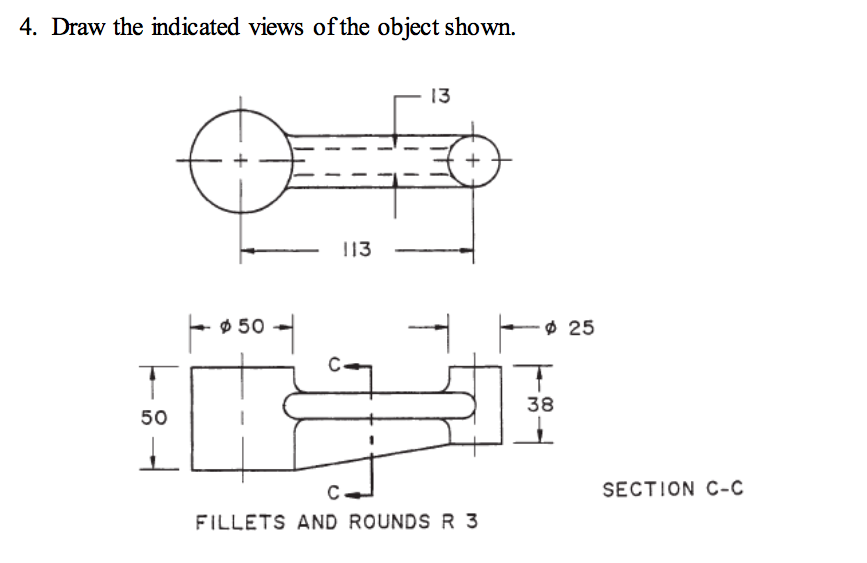 Solved Draw the indicated views of the object shown. | Chegg.com