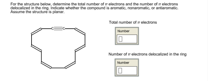 Solved For the structure below, determine the total number | Chegg.com