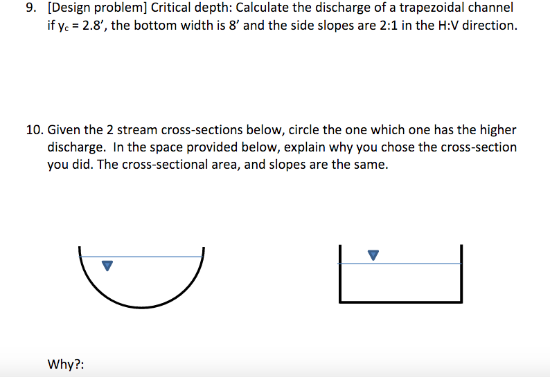 Solved Critical depth: Calculate the discharge of a | Chegg.com