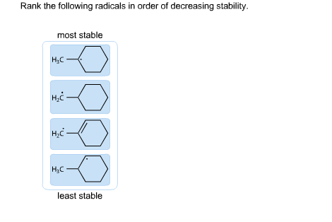Solved Rank the following radicals in order of decreasing | Chegg.com