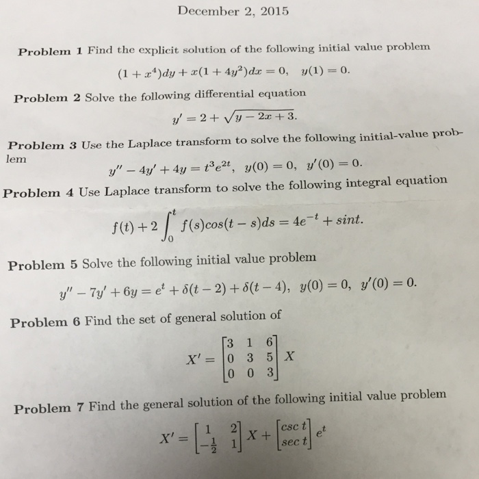Solved Find the explicit solution of the following initial | Chegg.com