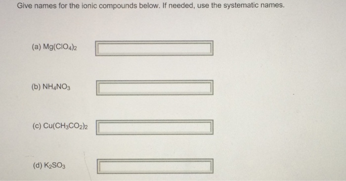 Solved Give names for the ionic compounds below. If needed, | Chegg.com