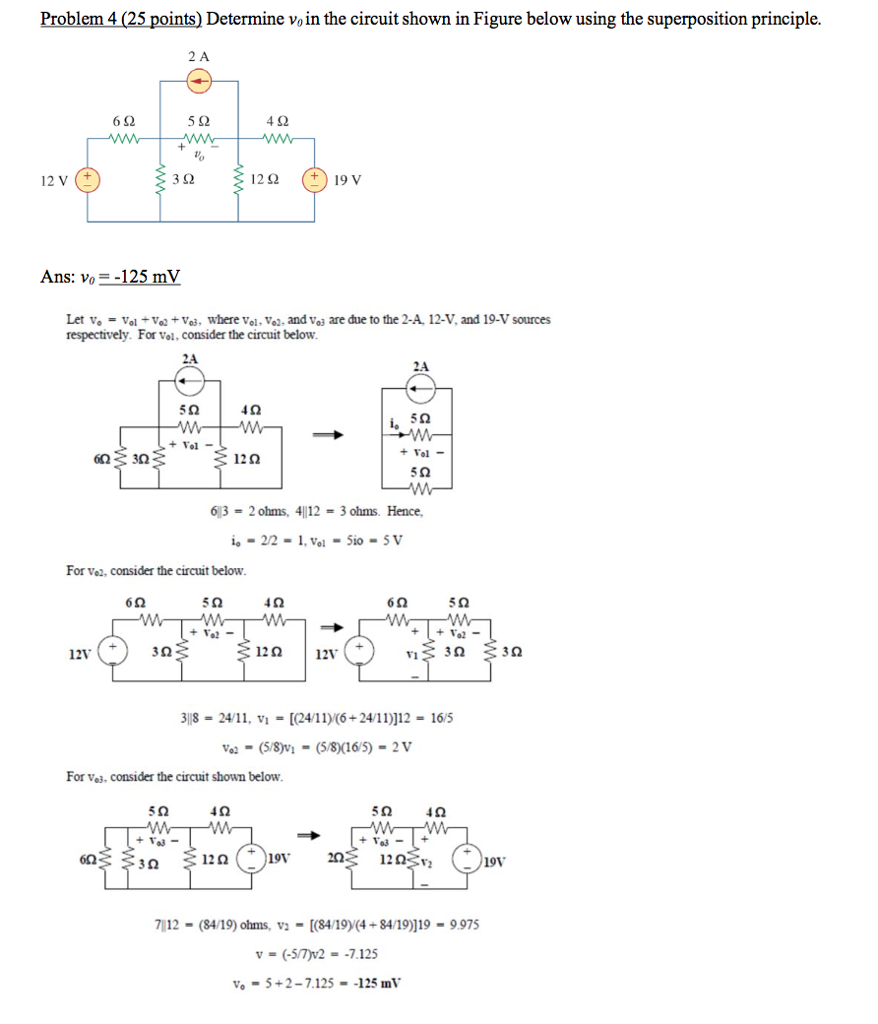 Solved Problem 4 (25 points) Determine vo in the circuit | Chegg.com