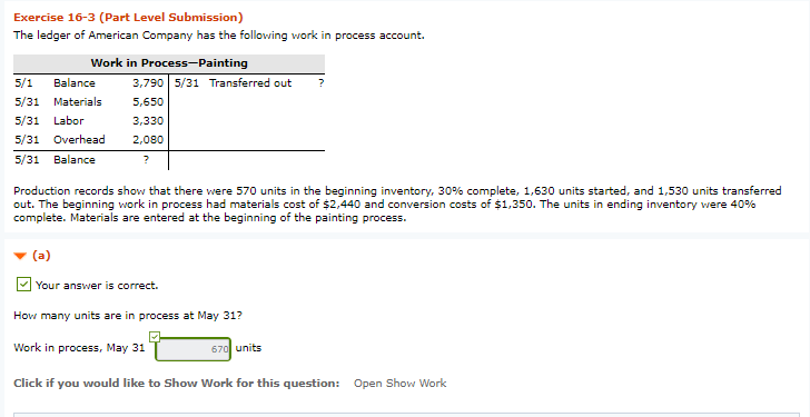 Solved Exercise 16-3 (Part Level Submission) The ledger of | Chegg.com