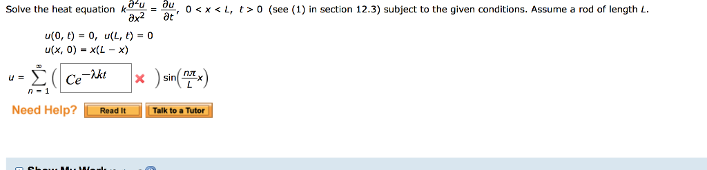 Solved Solve the heat equation k partial differential^2 | Chegg.com
