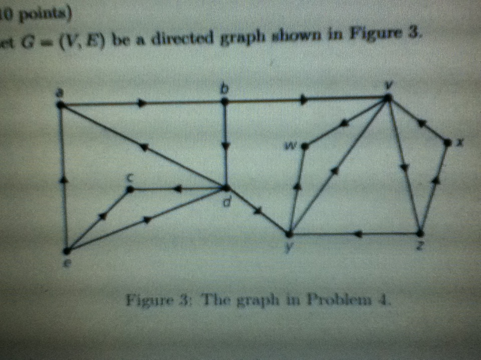 Solved Let G = (V; E) be a directed graph shown in Figure 3. | Chegg.com