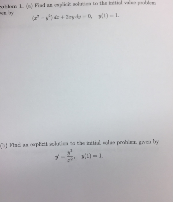 Solved Find an explicit solution to the initial value | Chegg.com