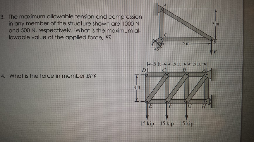 Solved The maximum allowable tension and compression in any | Chegg.com