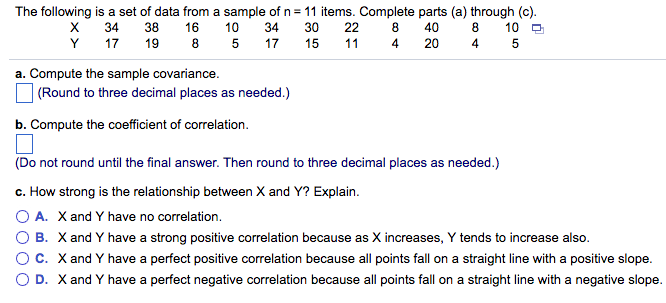 Solved The following is a set of data from a sample of n=11 | Chegg.com