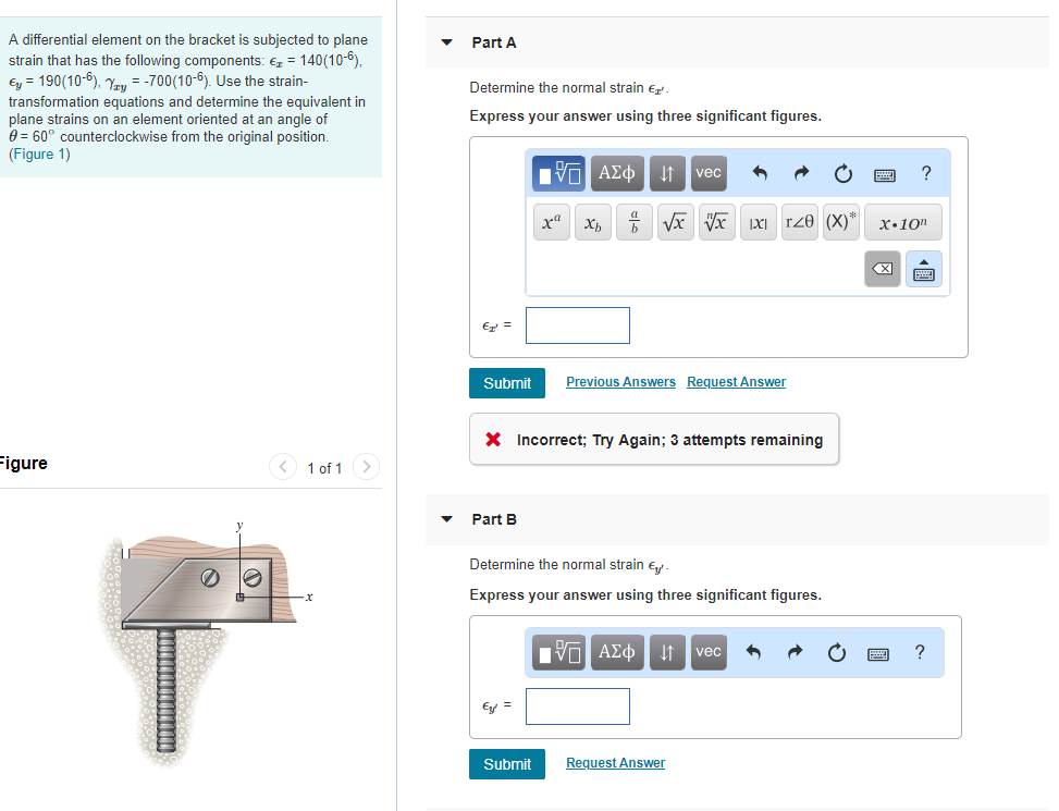 Solved A differential element on the bracket is subjected to | Chegg.com