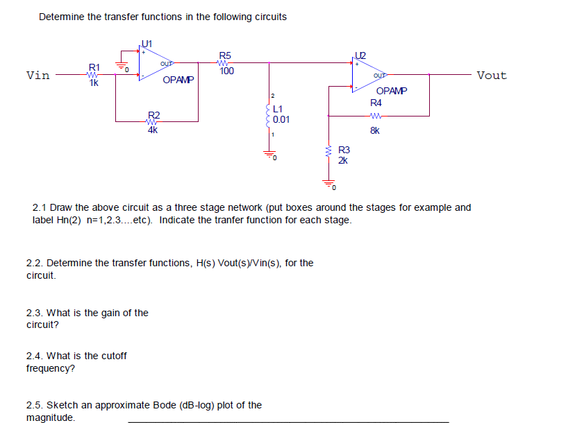 Solved Detemine the transfer functions in the following | Chegg.com