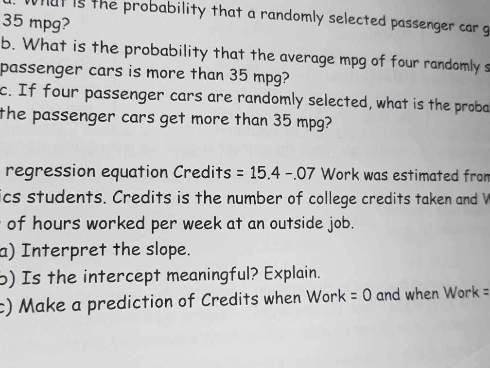 Solved 35 mpg? Is the probability that a randomly selected | Chegg.com