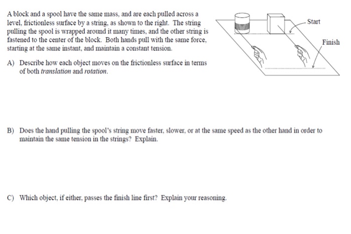 Solved A block and a spool have the same mass, and are each | Chegg.com
