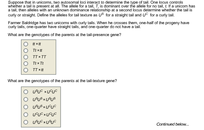 Solved suppose that in unicorns, two autosomal loci interact | Chegg.com