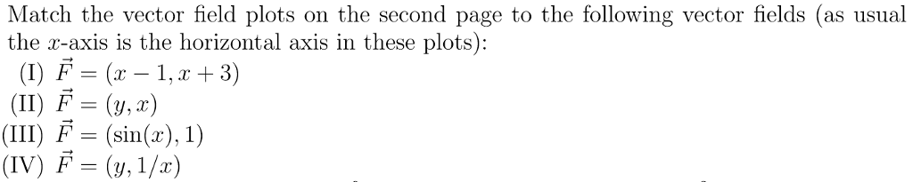 Solved Match the vector field plots on the second page to | Chegg.com