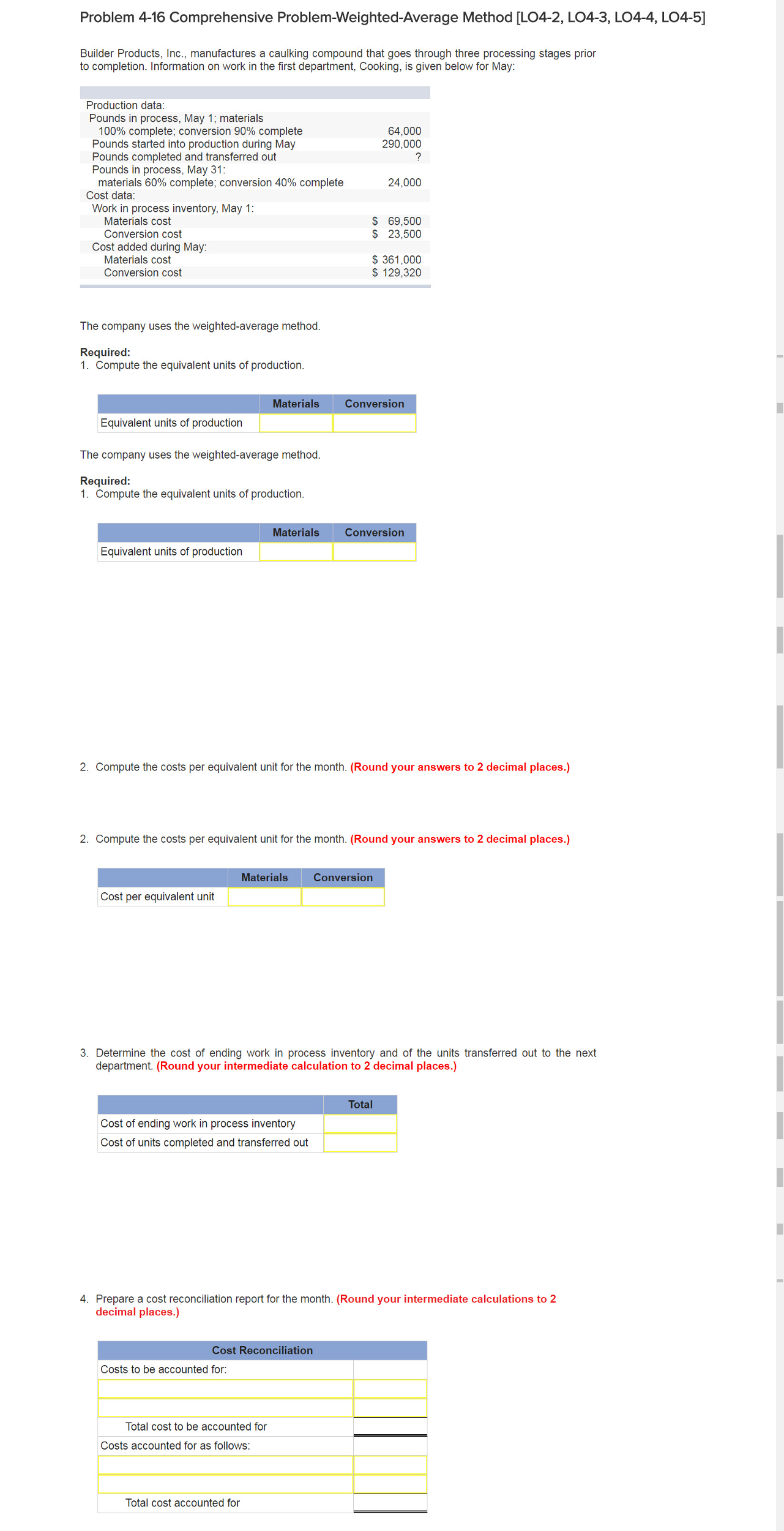 Solved Comprehensive Problem-Weighted-Average Method [LQ4-2, | Chegg.com