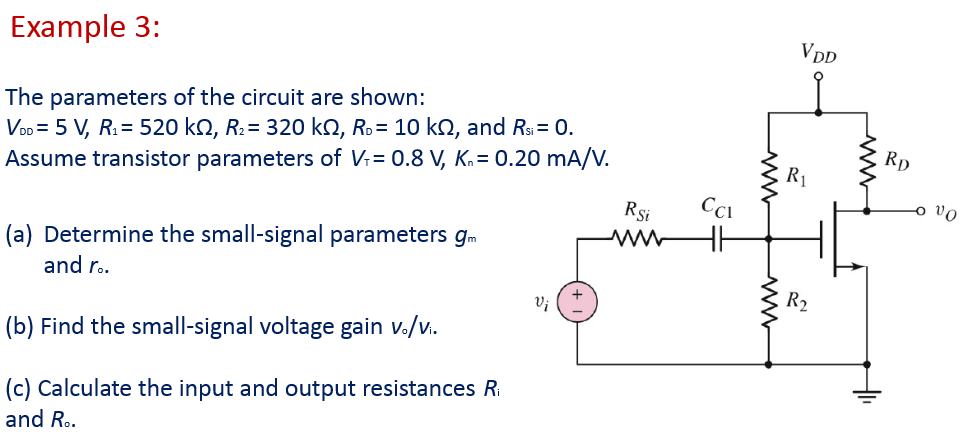 Solved The parameters of the circuit are shown: V_DD = 5 V, | Chegg.com