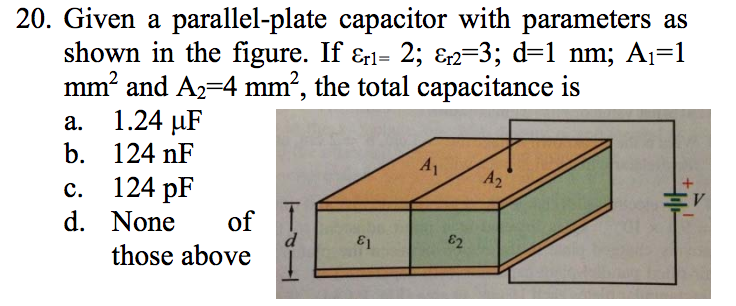 Solved Given a parallel-plate capacitor with parameters as | Chegg.com