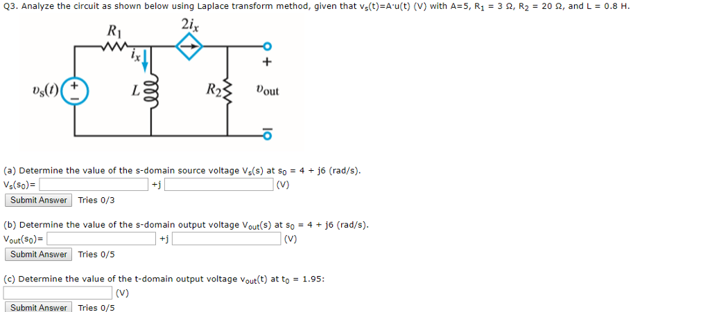 Solved Q3. Analyze the circuit as shown below using Laplace | Chegg.com