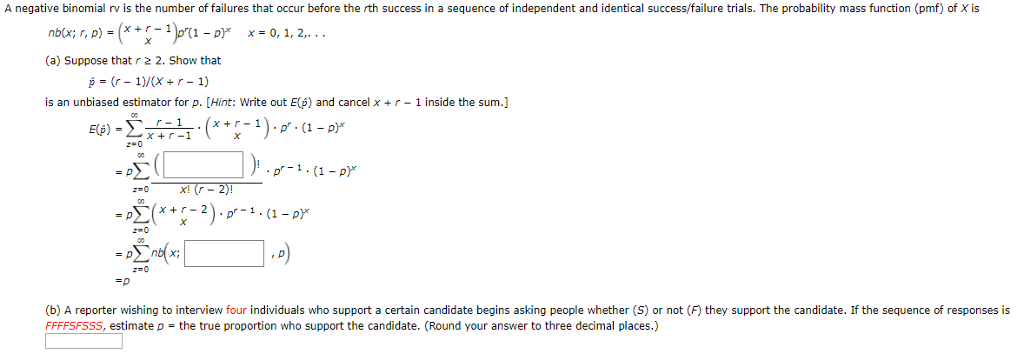Solved A negative binomial rv is the number of failures that | Chegg.com