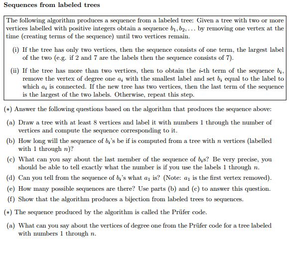 Sequences from labeled trees The following algorithm | Chegg.com