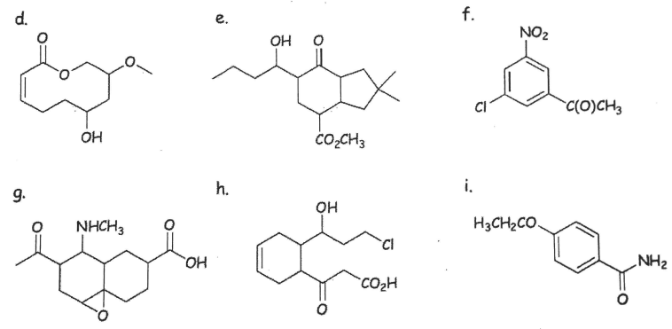Solved d. f· e. NO2 OH O CI ℃(O)CH3 OH co2CH3 g. OH O NHCH | Chegg.com