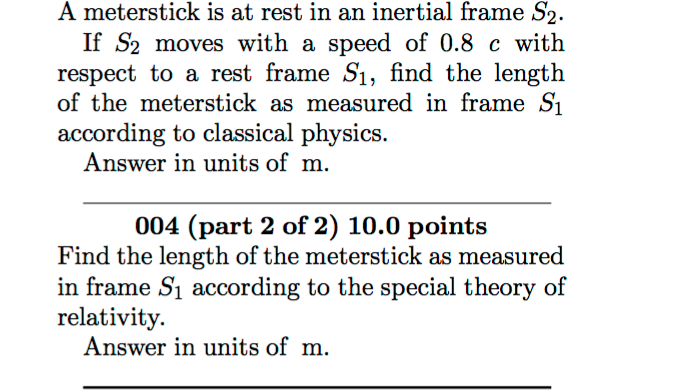 Solved A meterstick is at rest in an inertial frame S_2. If | Chegg.com