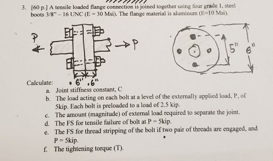 [60 p.] A tensile loaded flange connection is joined | Chegg.com