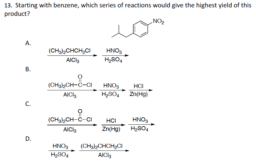 Solved Starting with benzene, which series of reactions | Chegg.com